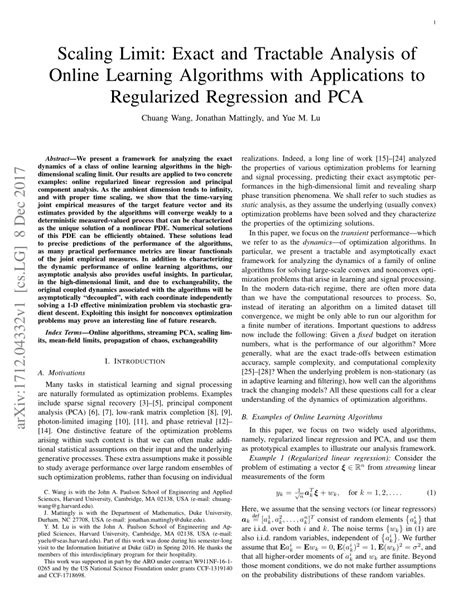 Pdf Scaling Limit Exact And Tractable Analysis Of Online Learning