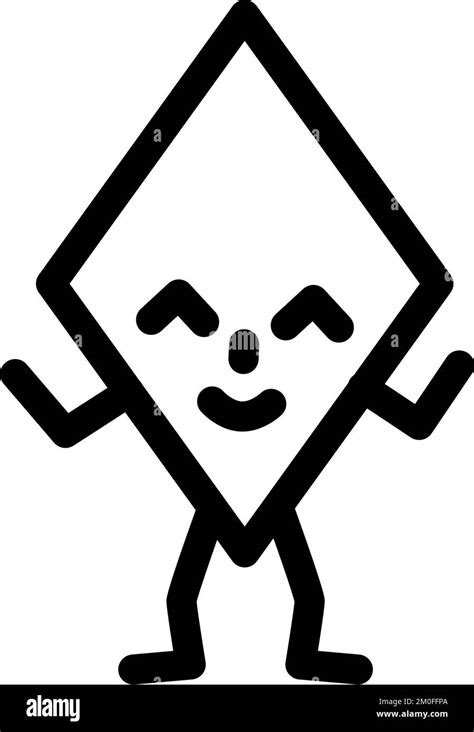 Rhombus Geometric Shape Character Line Icon Vector Illustration Stock