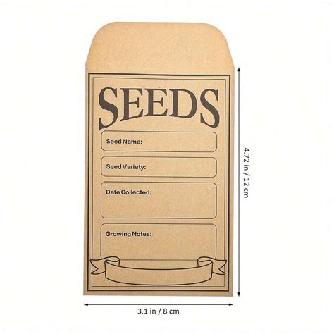 Brown Kraft Paper Seed Packets 50 Pack Storage Seed Coin Bags