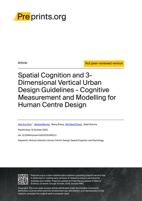 Pdf Spatial Cognition And 3 Dimensional Vertical Urban Design Guidelines Cognitive