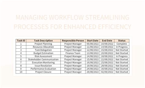 managing workflow streamlining processes for enhanced efficiency excel