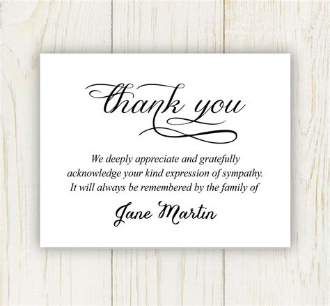 Thank You Card Funeral Template