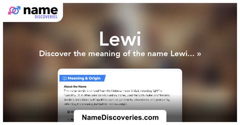 Lewi Name Meaning And Origin
