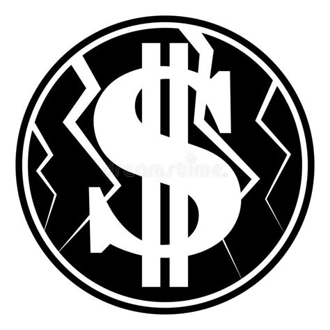 Fractured Dollar Symbol Economic Crisis Recession And Financial