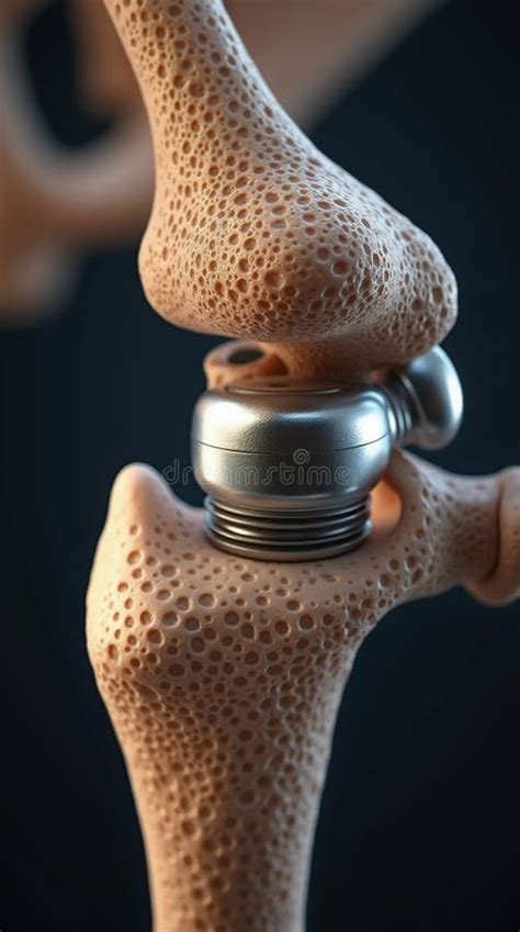 Detailed Medical Illustration Of Human Pelvic Bone With Artificial Hip Joint Stock Illustration