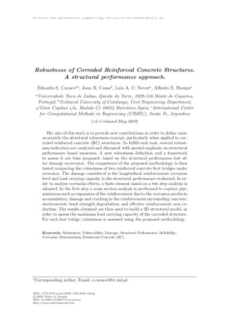Pdf Robustness Of Corroded Reinforced Concrete Structures A