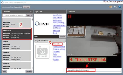 Get RTSP Link On Camera Tapo Application System