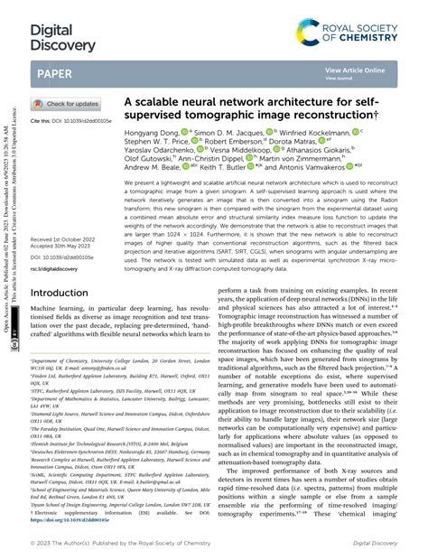 PDF A Scalable Neural Network Architecture For Self Supervised Tomographic Image Reconstruction