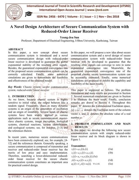 A Novel Design Architecture Of Secure Communication System With Reduced