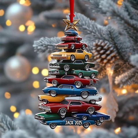 Custom Classic Car Christmas 2d Flat Ornament Retro Muscle Car Stack