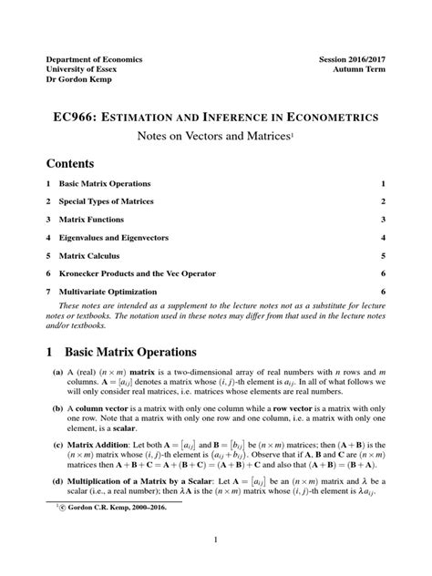 Notes On Matrices Pdf Eigenvalues And Eigenvectors Matrix