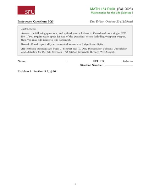 Written Assinment Practice Quesions Math 154 D400 Fall 2023 Mathematics For The Life