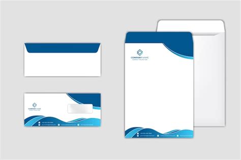 기업 봉투 디자인 템플릿 세트 프리미엄 벡터