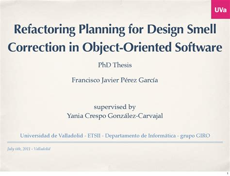 Refactoring Planning For Design Smell Correction In Object Oriented Software Speaker Deck