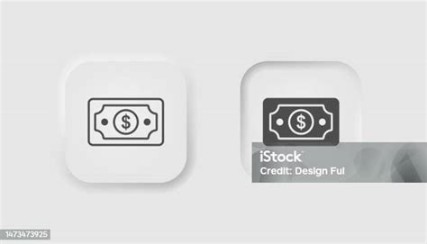 중성 스타일의 달러 아이콘입니다 비즈니스 아이콘 흰색 Ui Ux 현금 기호입니다 은행 지폐 급여 돈 재정 뉴모픽 스타일 벡터