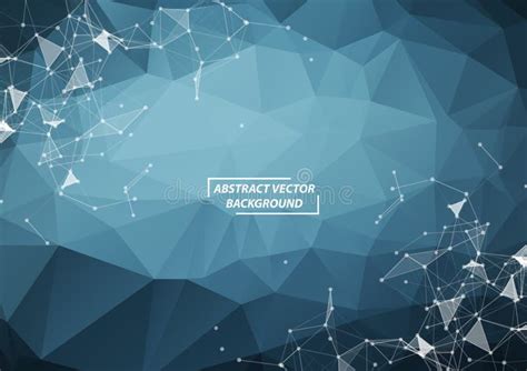 Abstract Dark Blue Polygonal Space Dark Background With Connecting Dots