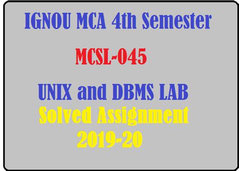 ignou mca 4th semester mcsl 045 solved assignment 2019 20 ~ ignou help4u