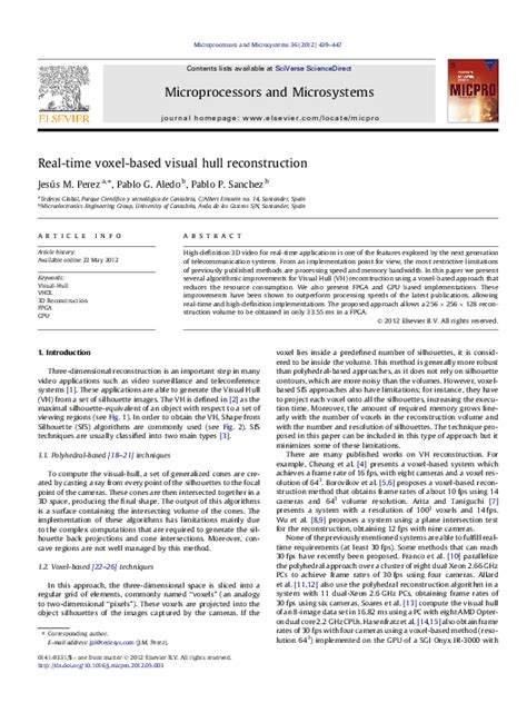 Pdf Real Time Voxel Based Visual Hull Reconstruction