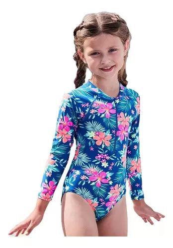 Traje De Baño Para Niñas Trajes De Baño De Manga Larga Mercadolibre