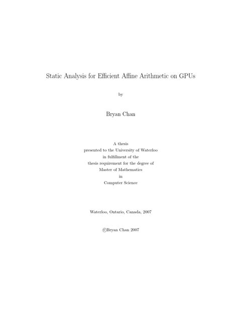 static analysis for efficient affine arithmetic on gpus pdf