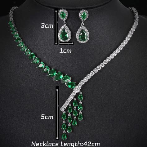 Luxury Emerald Green Necklace And Earring Set Gofaer Finds Store