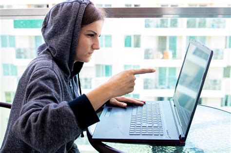 Woman Hacker Programmer Is Working On Computer In Cyber Security Center