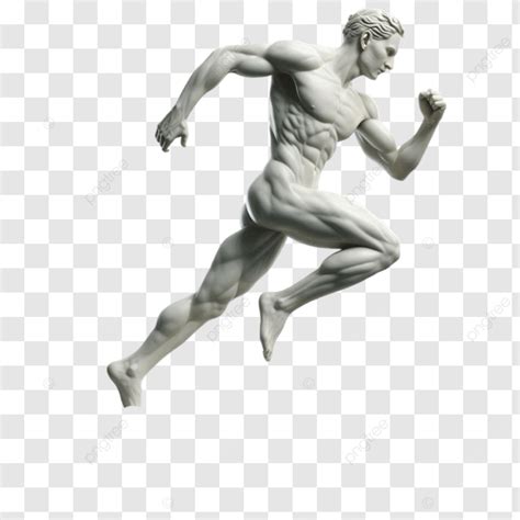 투명한 배경에 숨막히는 8k 해상도로 렌더링된 달리는 동상 남자의 놀라운 3d 일러스트레이션을 감상해 보세요 달리는 조각상 남자의 놀라운 3d 일러스트레이션을 감상해보세요