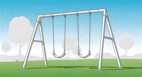 Empty Playground Swing Set Vector Illustration Stock Illustration