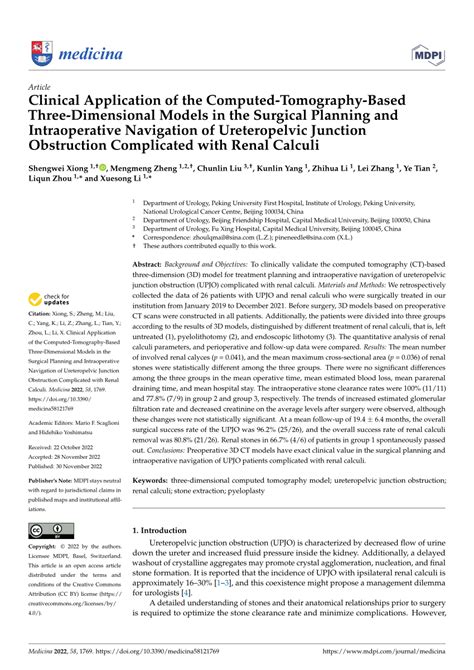 Pdf Clinical Application Of The Computed Tomography Based Three Dimensional Models In The