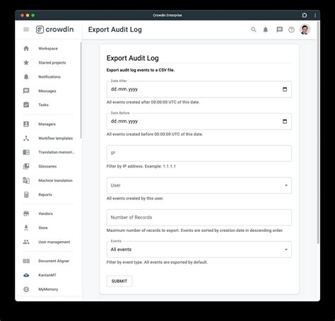 Export Audit Log Crowdin Marketplace