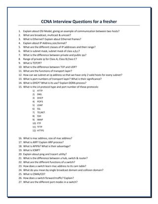 Ccna Interview Questions Networking Pdf