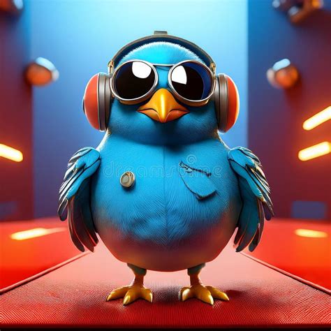Super Cute 3d Cartoon Blue Bird In Aviator Outfit Stock Illustration Illustration Of Designs