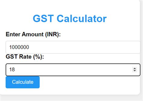 Gst Goods And Services Tax Calculator Tool With Colorful Styling