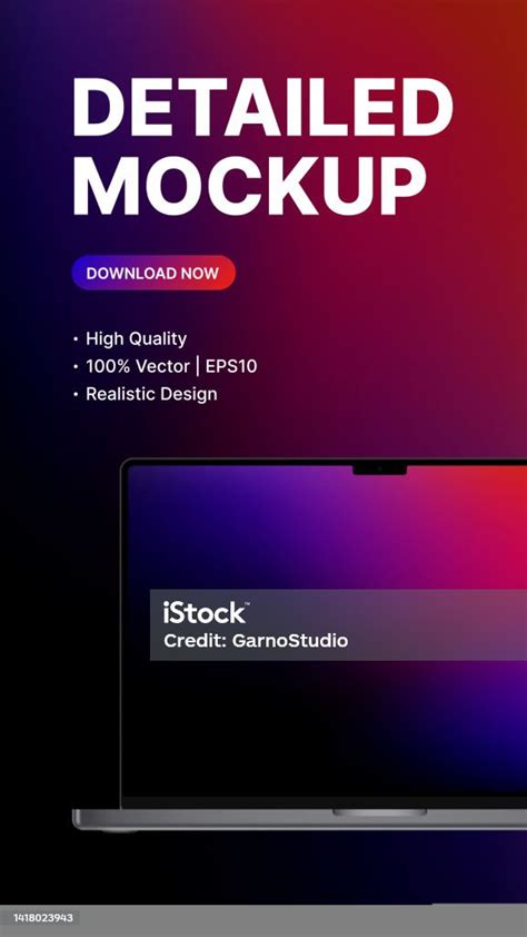 수직 노트북 모형 빈 화면이있는 사실적인 장치 전면보기 새로운 기술 응용 프로그램 Ui에 대한 프로모션 프리젠 테이션 휴대폰 앱에 대한 스톡 벡터 아트 및 기타 이미지