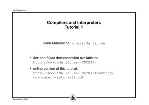Compilers And Interpreters Tutorial 2 Sorin Manolache Online Version At