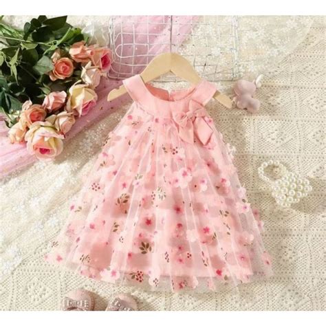 Lindo Vestido Para Menina De 0 A 3 Anos Com Arco De Flor Sem Mangas