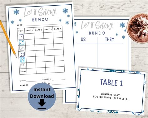 Winter Bunco Christmas Bunco Score Cards Printable Bunco Game Bunco