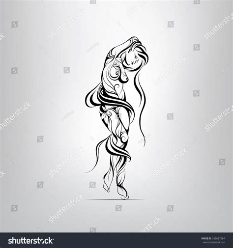 Vector Silhouette Girl Long Hair Stock Vector Royalty Free 183657584
