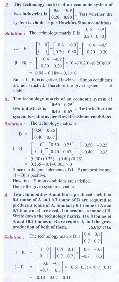 Exercise 14 Determinants Input Output Analysis Problem Questions With Answer Solution