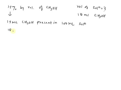 SOLVED If 18 ML Of Methanol Is Used To Make An Aqueous Solution That Is 15 Methanol By Volume