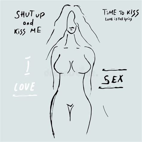 I Love Sex Idea Drawing Girl And The Inscription Stock Vector
