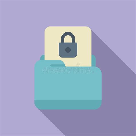 Locked Access Folder Icon Flat Vector Europe Data Stock Illustration