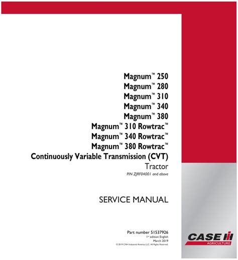 Service Manual Case Magnum 250 280 310 340 380 Rowtrac Cvt