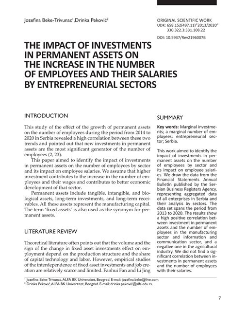 Pdf The Impact Of Investments In Permanent Assets On The Increase In