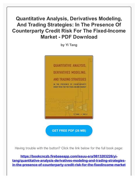 Ebook Quantitative Analysis Derivatives Modeling And Trading Strategies In The Presence Of