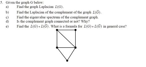 Solved 5 Given The Graph G Below A Find The Graph Laplacian Lg B