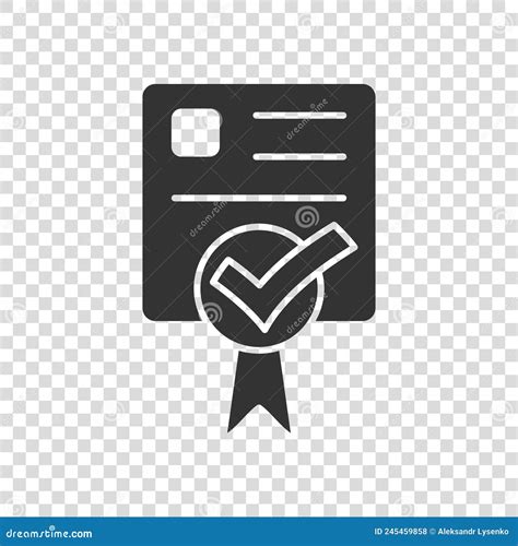Approve Certificate Icon In Flat Style Document Check Mark Vector