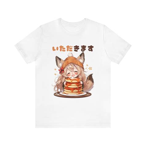 Chibi Fox Girl Eat Pancake Anime Tshirt