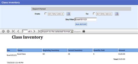 Class Inventory Report