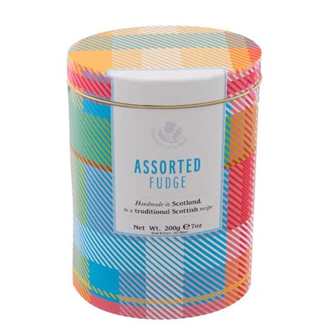 Assorted Fudge Tartan Tin 200g Threshers Rum Threshers